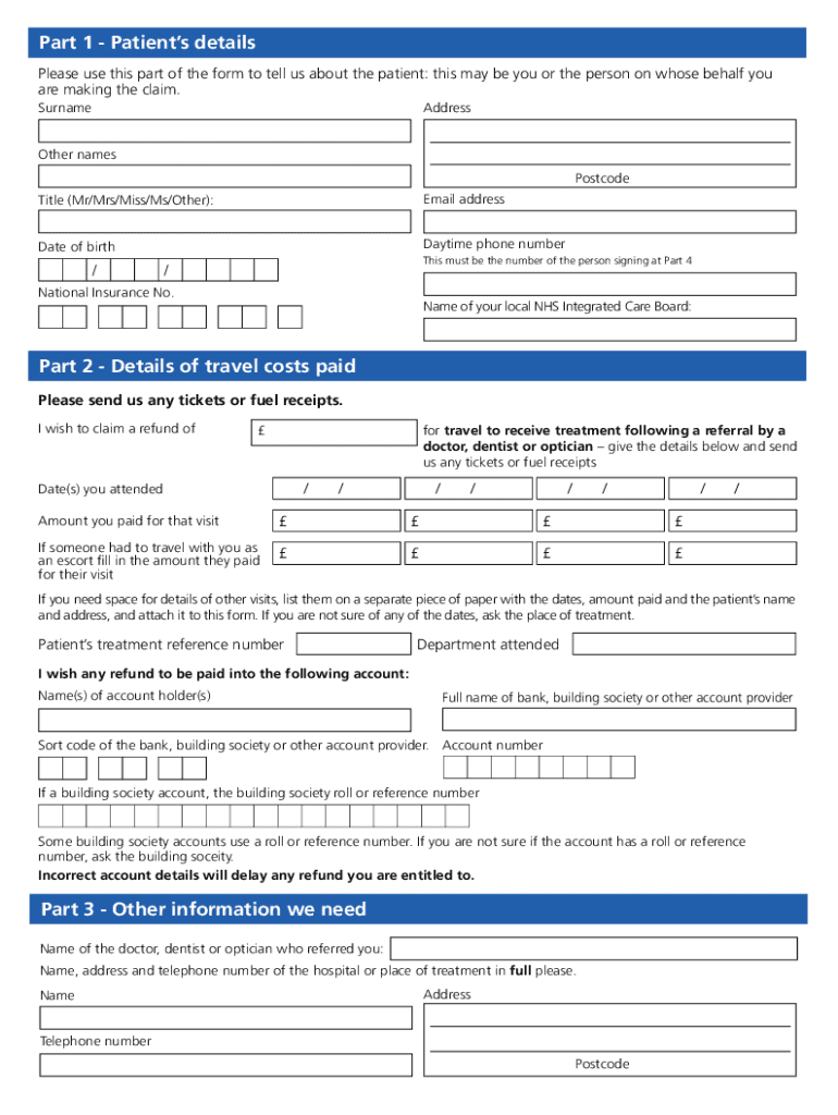 Fillable Online Claim form for a refund of NHS dental charges HC5(D ...
