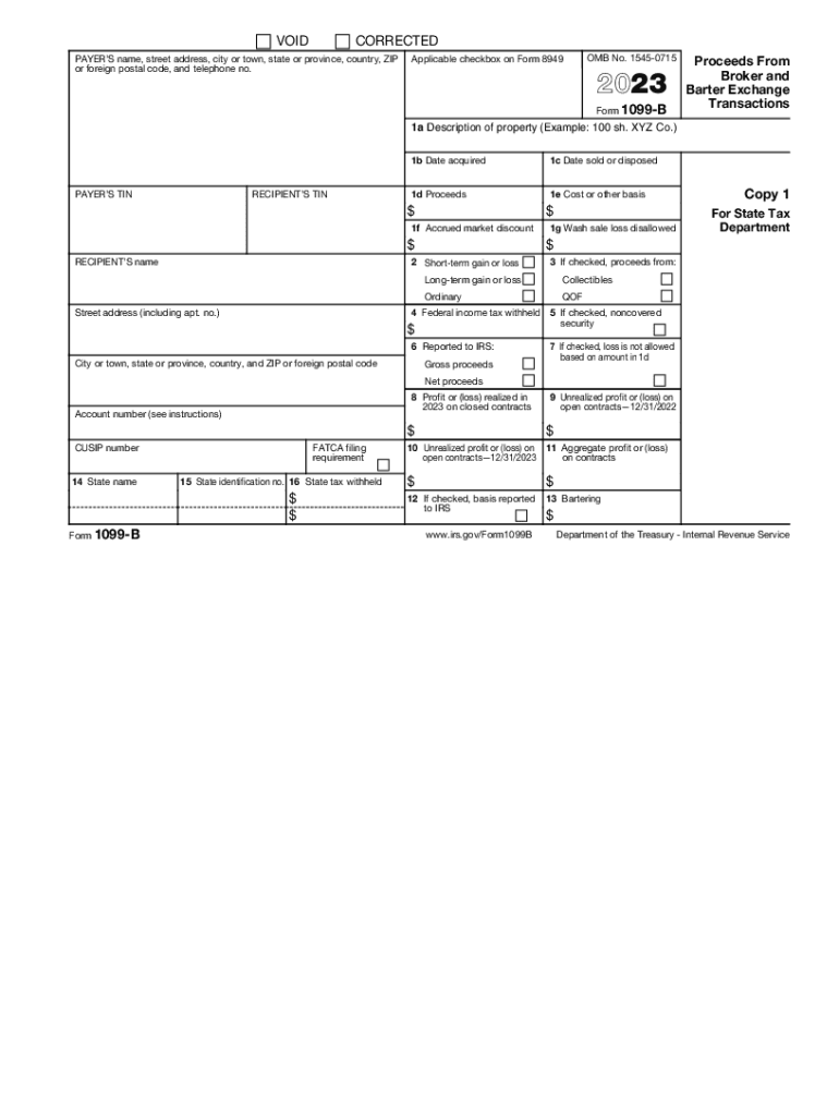 Fillable Online Form 1099-B Copy 1 VOID CORRECTED ...