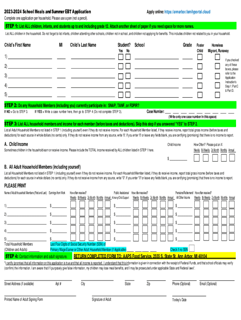 Fillable Online Food Service / EBT and EBF Forms for All Families Fax ...