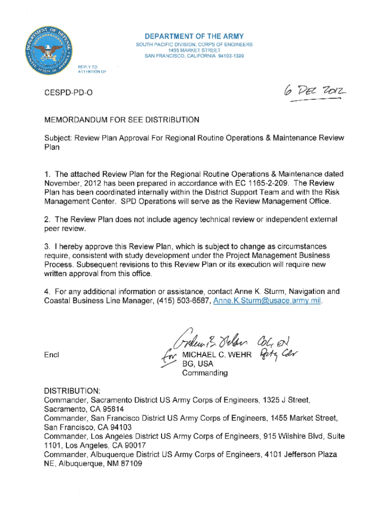 Fillable Online District Review Plan Links - USACE-South Pacific ...