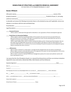 Fillable Online Owner's Affidavit for Demolition Fax Email Print - pdfFiller
