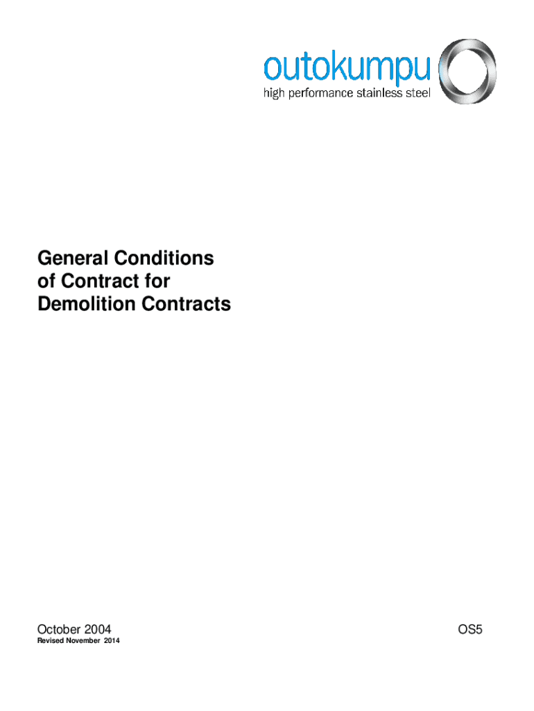Fillable Online General Conditions of Contract for Demolition Contracts ...