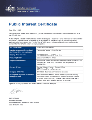 Fillable Online The Public Interest Certificate under the Government ...