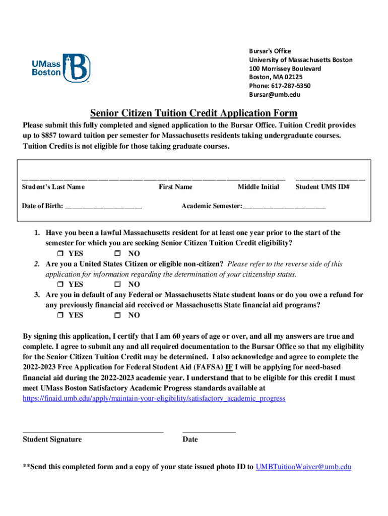Fillable Online Senior Citizen Tuition Credit Application Form Fax Email Print - pdfFiller