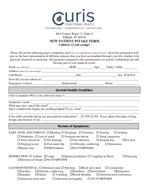 Fillable Online Minor New Patient Paperwork Fax Email Print - pdfFiller