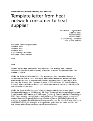 Template letter from heat network consumer Doc Template | pdfFiller