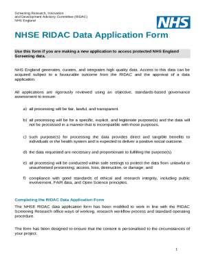 NHSE RIDAC Data Application Doc Template | pdfFiller