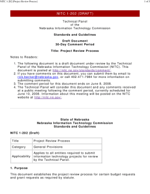 Fillable Online nitc nebraska NITCStandards & Guidelines: Draft Documents for Comment Fax Email ...