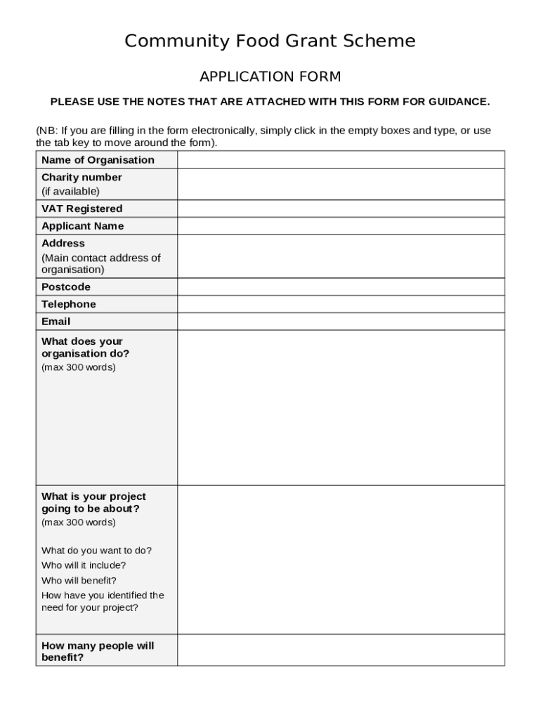 community-food-grant-scheme-application-- ... Doc Template | pdfFiller