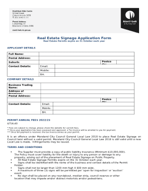 Real Estate Signage Application Doc Template | pdfFiller