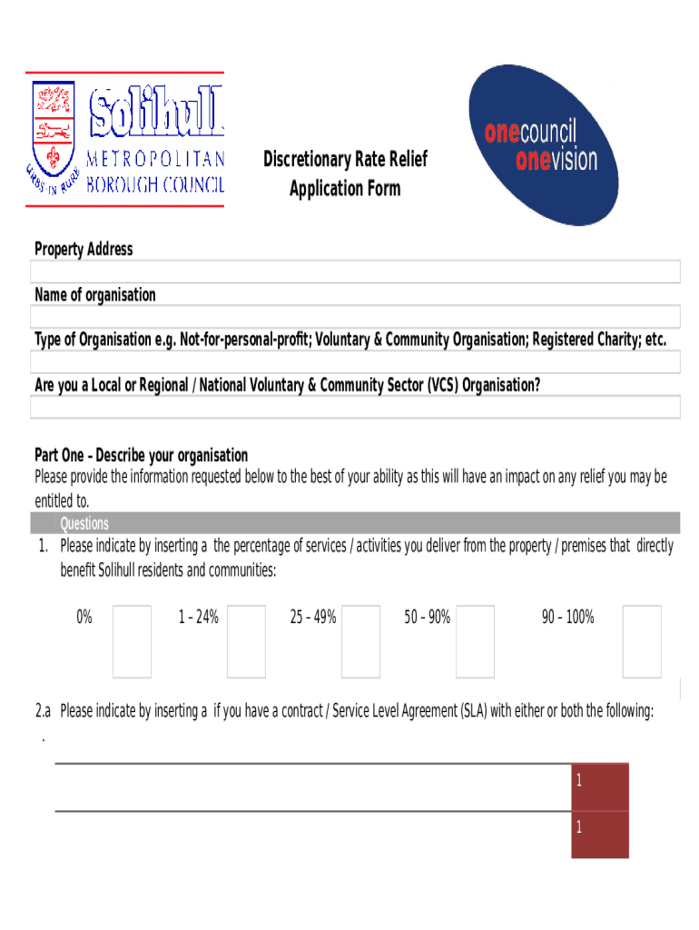 Discretionary Rate Relief Application Doc Template | pdfFiller