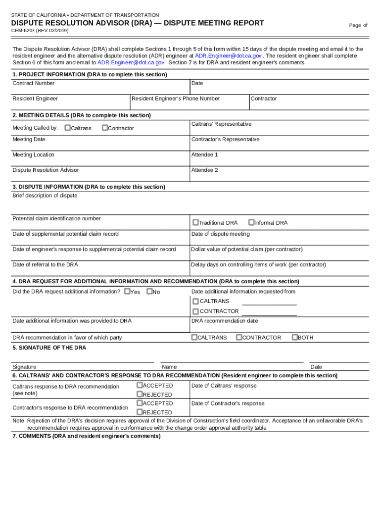 Fillable Online DRA Information and Candidate List - Caltrans - CA.gov ...