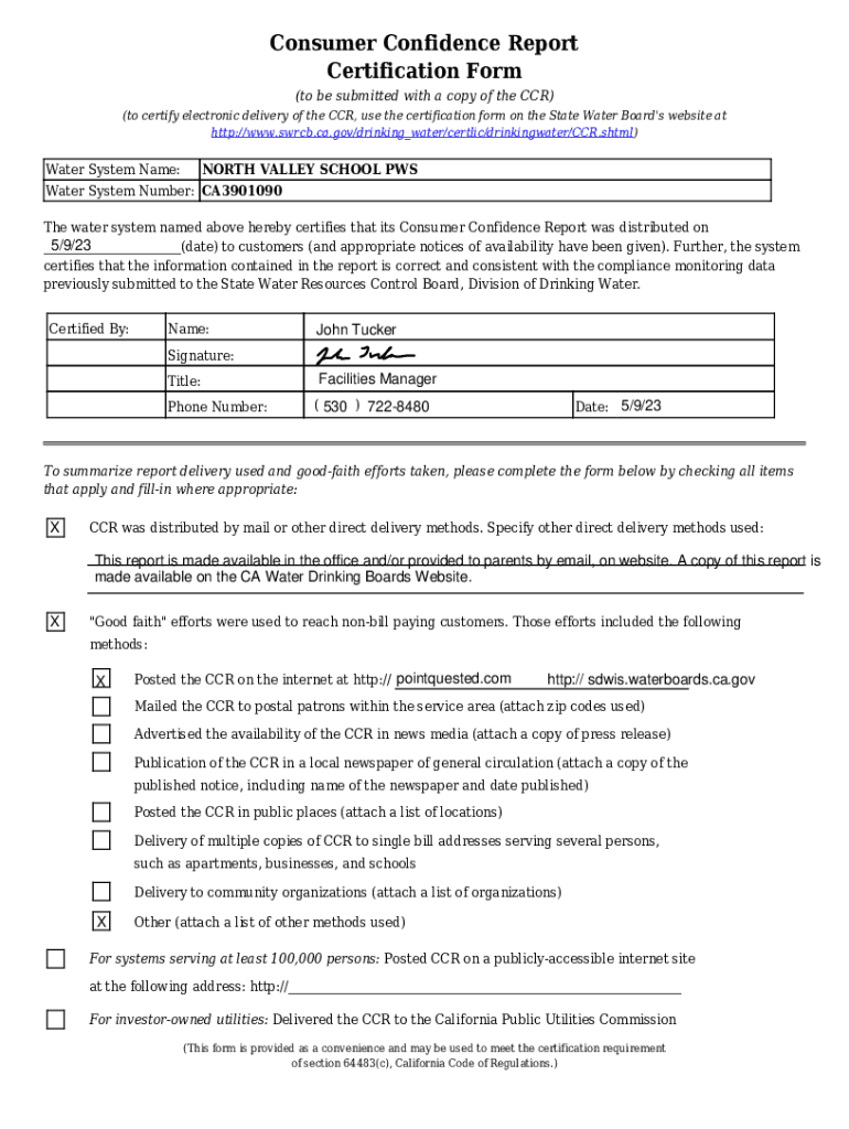 Fillable Online 2022 ccr certification of distribution form Fax Email ...