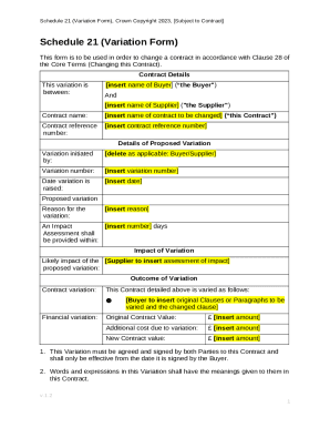 The Mid-Tier Contract - Schedule 21 (Variation ) Doc Template | pdfFiller