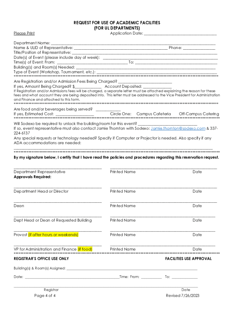 Fillable Online AUTHORIZATION SHEET AND REQUEST FOR USE OF ... Fax ...