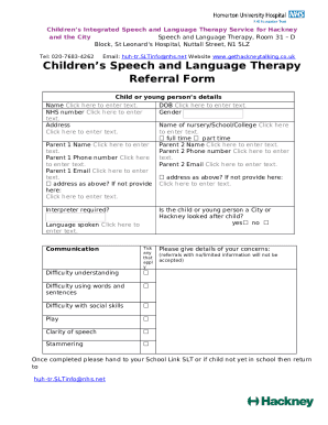 Children's Speech and Language Therapy Referral Doc Template | pdfFiller