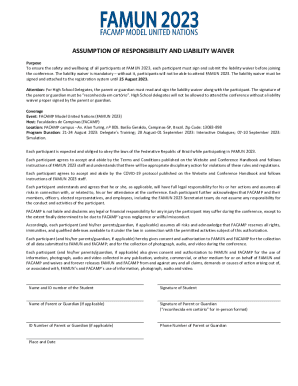 Fillable Online ASSUMPTION OF RESPONSIBILITY AND LIABILITY ... Fax ...