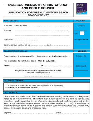 Beach weekly application BCP Doc Template | pdfFiller