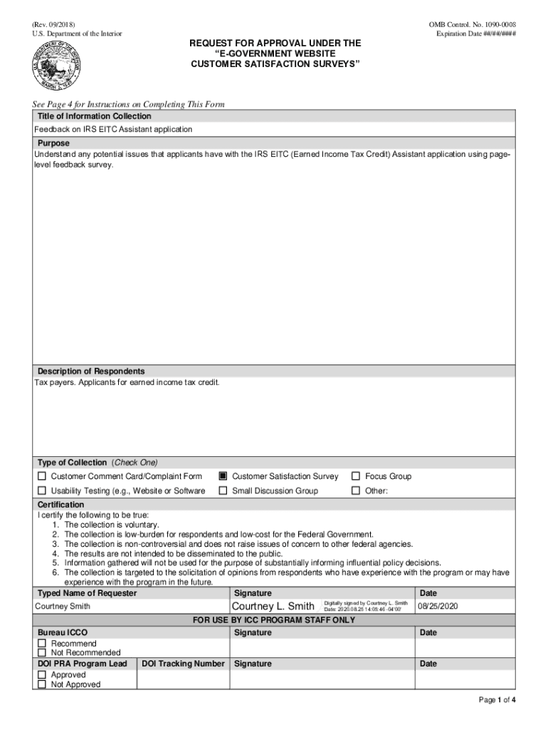 Fillable Online 1090 0008 Generic Clearance Request Form IRS Aug 2020 ...