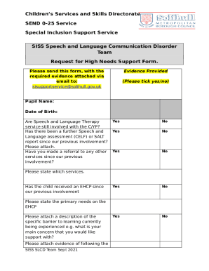 SLCD high needs support request Doc Template | pdfFiller
