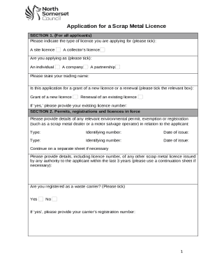 Application for Scrap Metal Licence - Studylib - n-somerset gov Doc ...