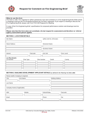 Request for Comment on Fire Engineering Brief. Request for Comment on ...