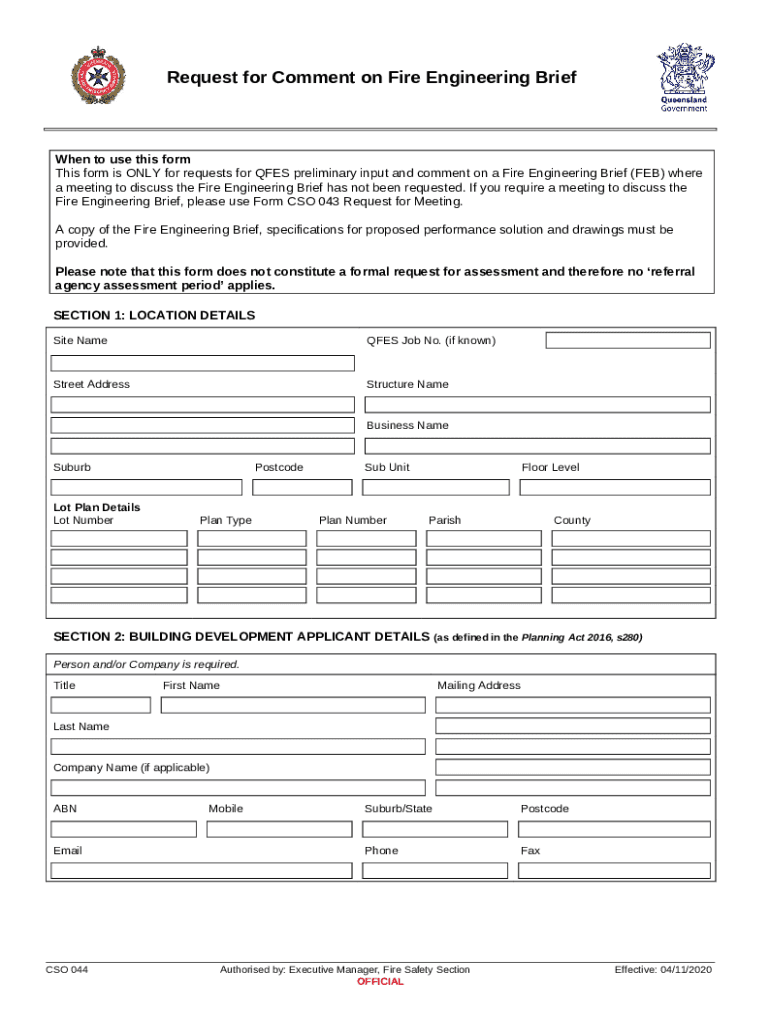 Request for Comment on Fire Engineering Brief. Request for Comment on ...