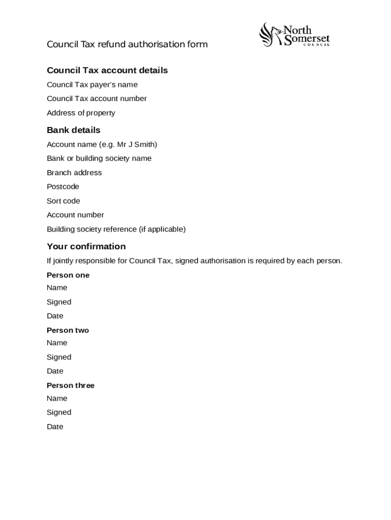 Council Tax - Refund Request Doc Template | pdfFiller