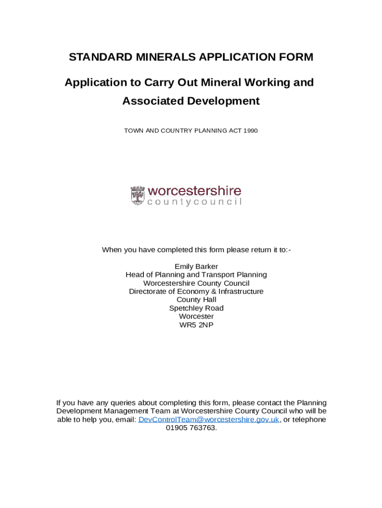 Minerals Planning Application Doc Template | pdfFiller