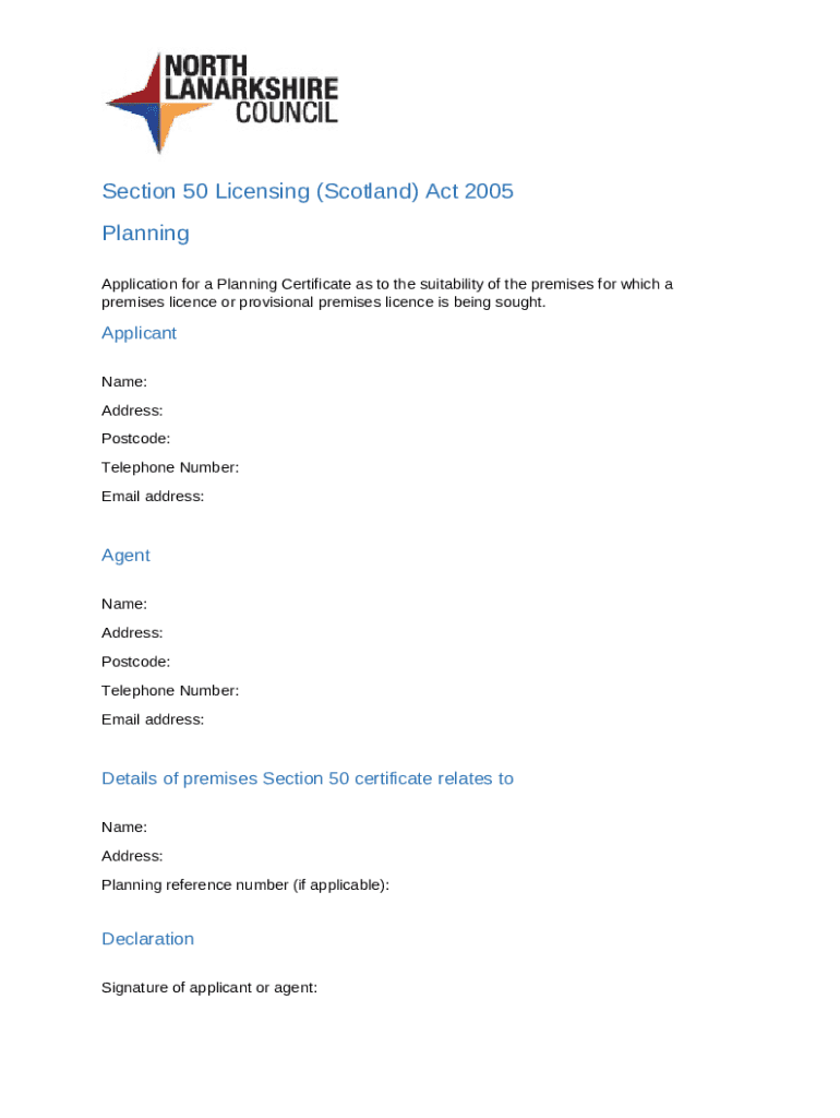 Planning Certificate of Suitability (Section 50) Doc Template | pdfFiller