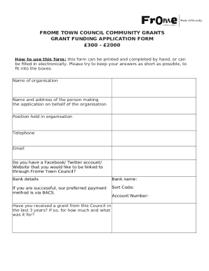 Community Grant Project Application Doc Template | pdfFiller