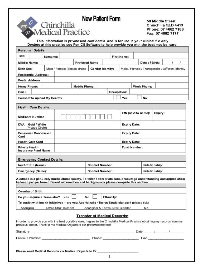 Fillable Online New Patient Information Form October 2022 Fax Email Print - pdfFiller