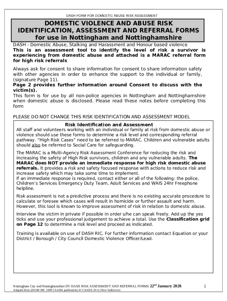 DASH Risk Assessment Referral for Nottingham/Notts Doc Template | pdfFiller
