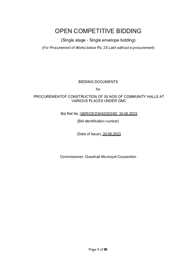 Fillable Online National Competitive Bidding (NCB) Single Stage Fax Email Print - pdfFiller