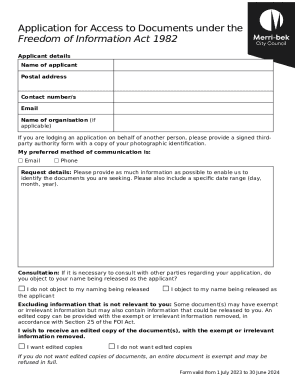 Freedom of Ination Application Doc Template | pdfFiller