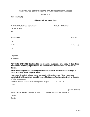 42B - Subpoena to produce.docx Doc Template | pdfFiller