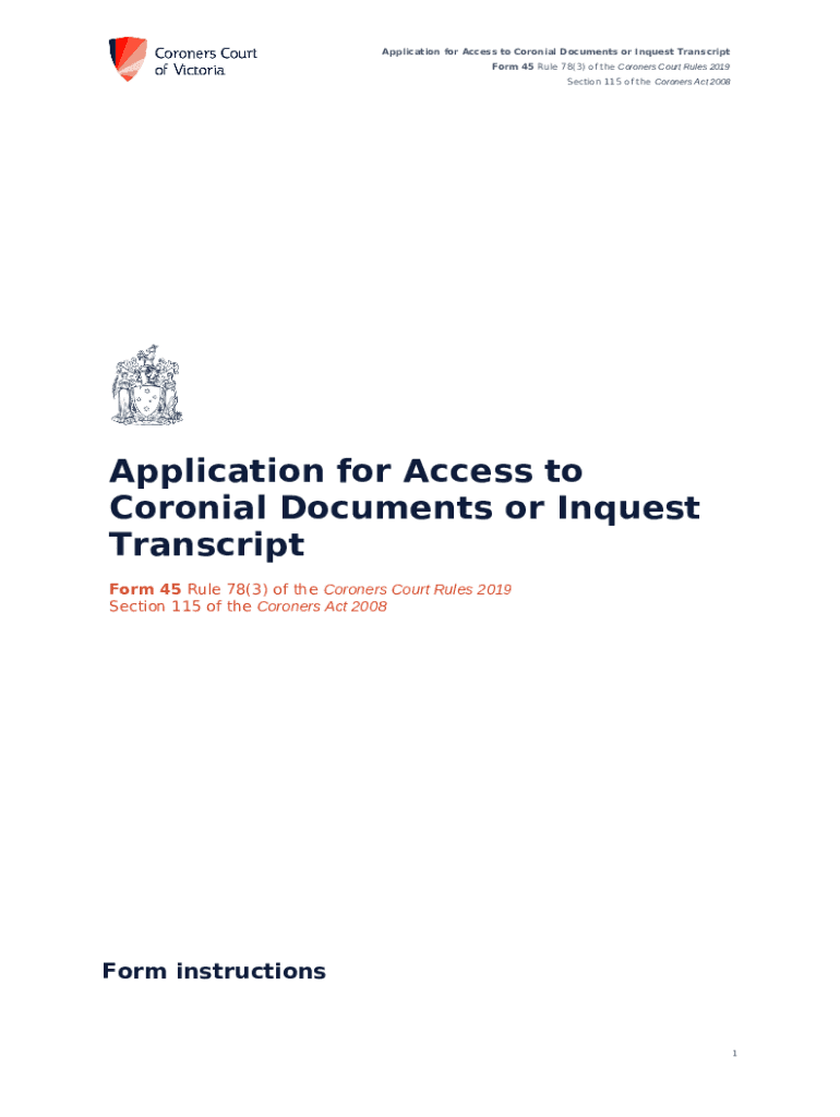 45 - Application for Access to Coronial Documents or ... Doc Template ...