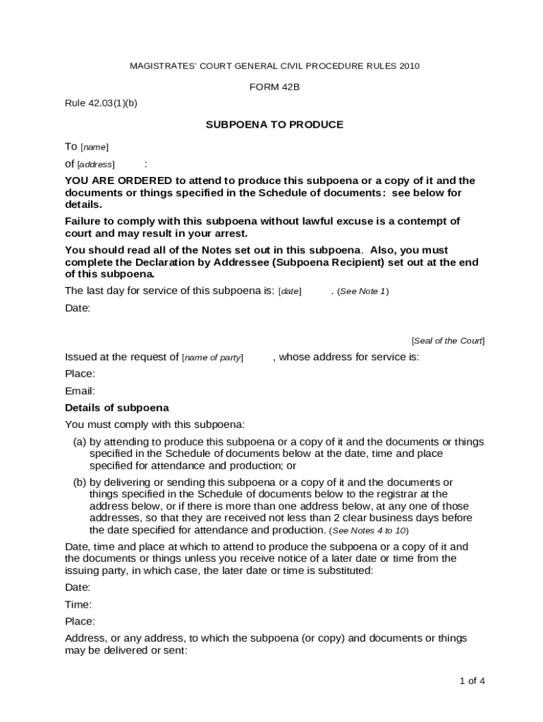Subpoena-to-produce--42B.docx Doc Template | pdfFiller