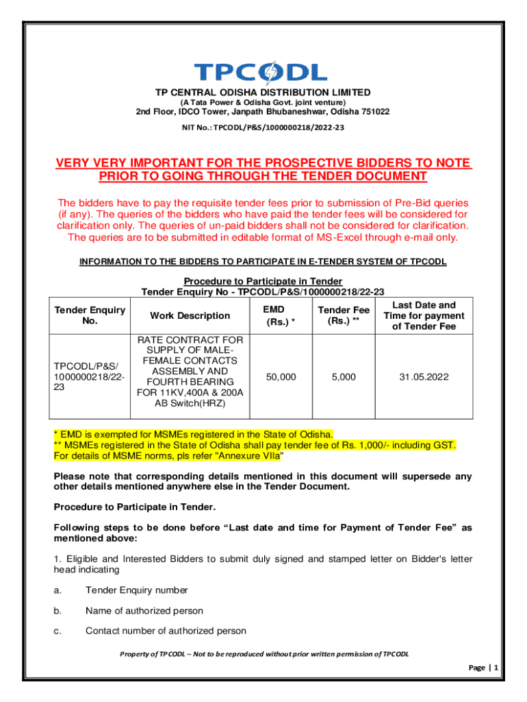 Fillable Online TPCODL billing, payment and notification information ...