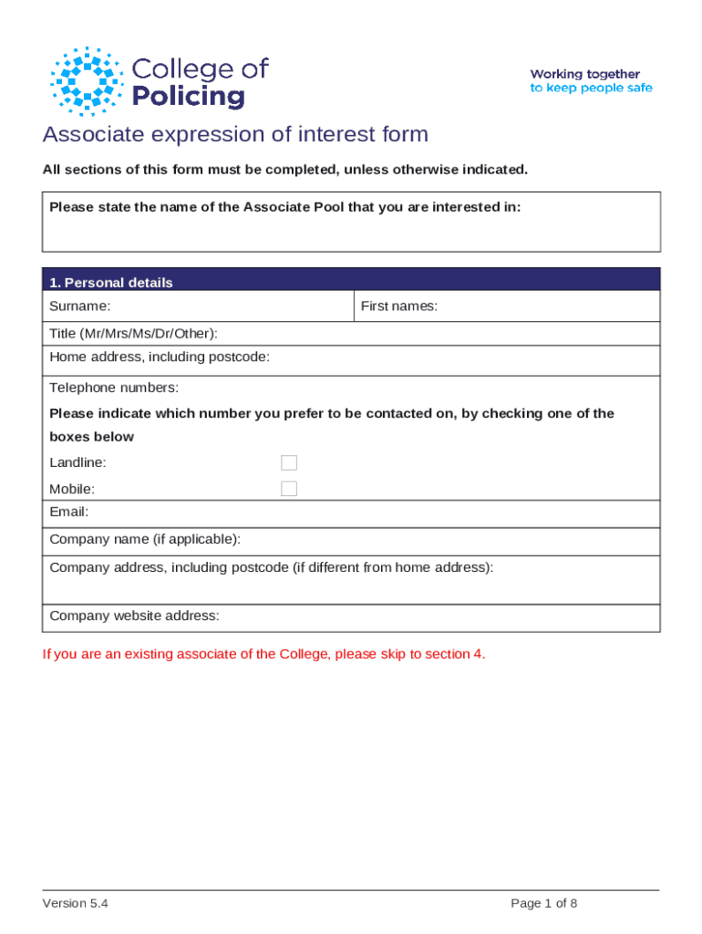 Associate expression of interest Doc Template | pdfFiller