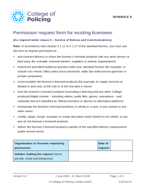 Permission request for existing licensees Doc Template | pdfFiller