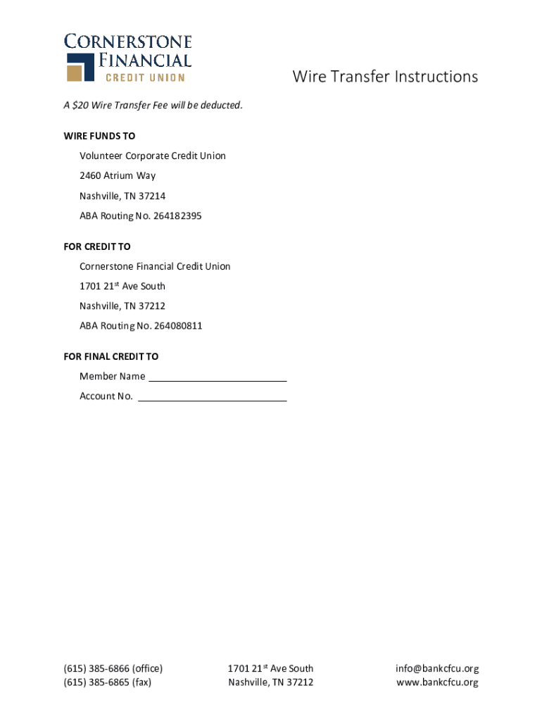 Fillable Online WIRING INSTRUCTIONS FORM Fax Email Print - pdfFiller