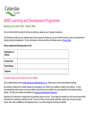 Fillable Online Learning and Development Programme Booking Form for April 2023 to March 2024 ...