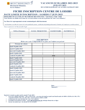 Remplissable En Ligne Inscription en accueils de loisirs toulonnais Fax Email Imprimer - pdfFiller