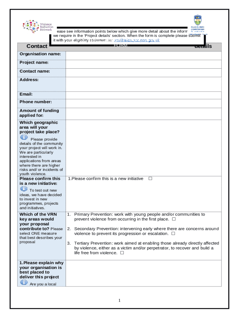The PCC VRN COMMUNITY fund Application Doc Template | pdfFiller