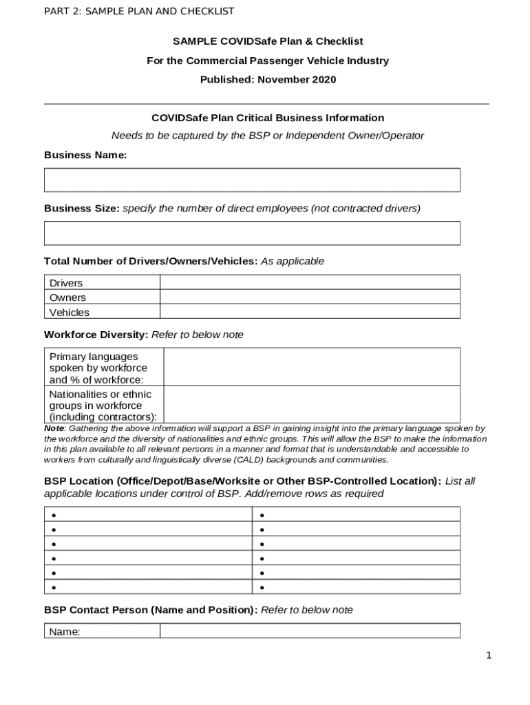 COVID Safety Plan template Doc Template | pdfFiller