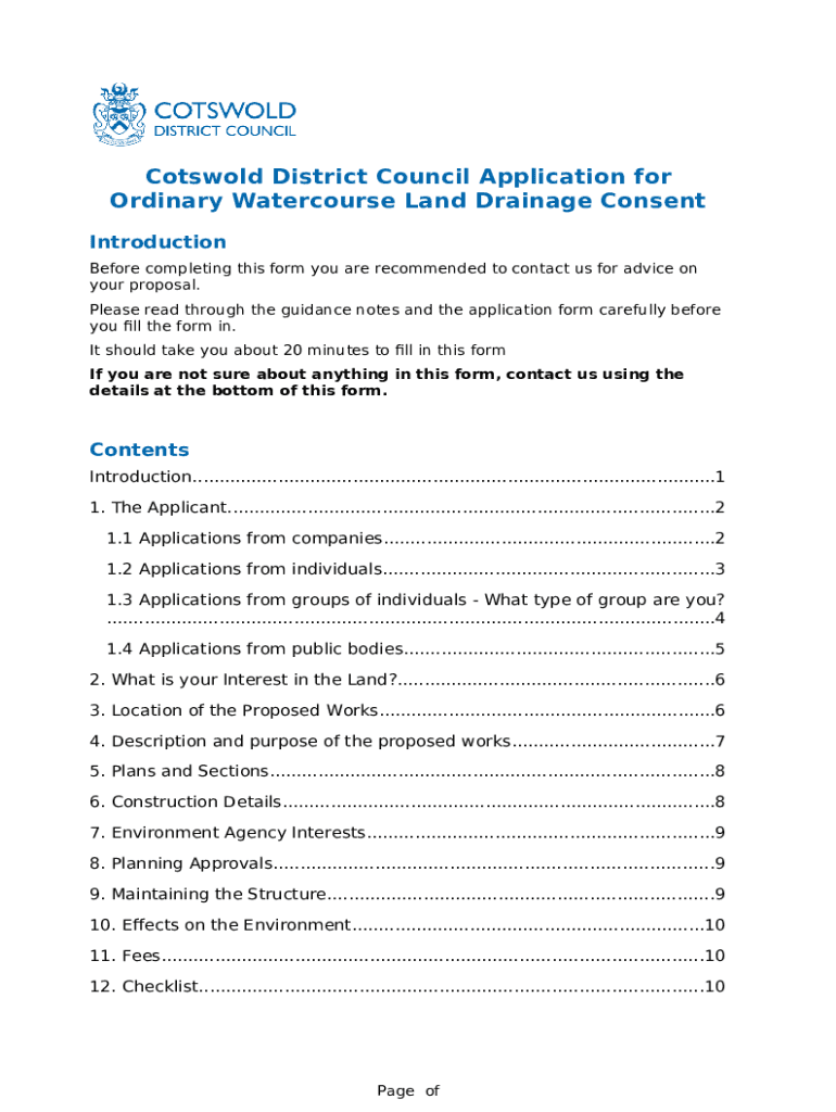 application for consent for works ing watercourses and/or ... Doc Template | pdfFiller