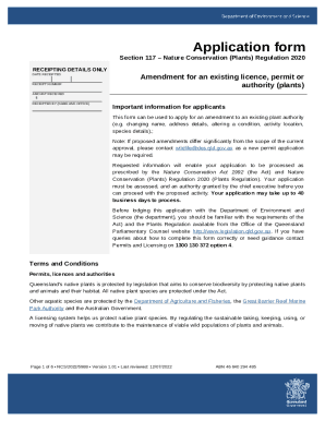 NCS/2022/5988 Application - Amendment for an existing licence, permit or authority (plants). Use ...
