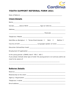 Youth Support - - Referral - 2019 Doc Template | pdfFiller