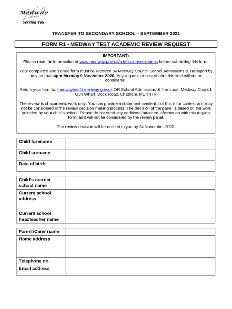 Medway Test - Test Day Ination Sheet Doc Template | pdfFiller